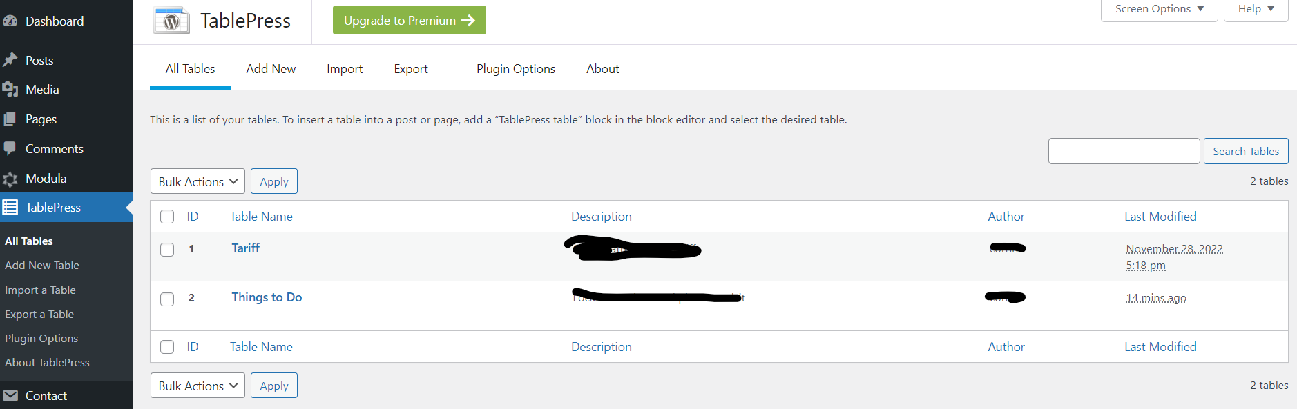Editing Tables with TablePress - Greystoke Web Design, Penrith, Cumbria